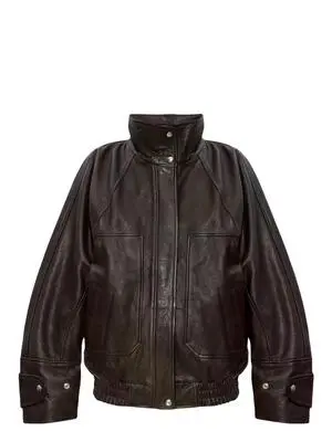 IRO PARIS Stand-collar Leather Jacket - Brown