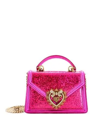 Dolce & Gabbana Devotion Small Top Handle Glitter Crossbody Bag - Pink