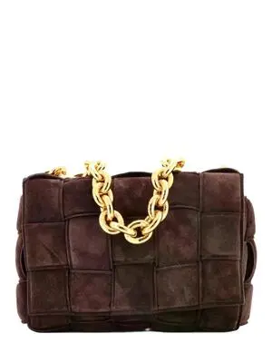 BOTTEGA VENETA Cassette Chain Padded Maxi Intrecciato Suede Crossbody Bag