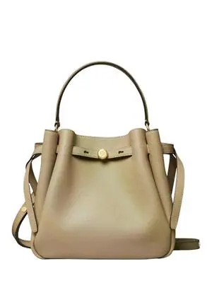 Tory Burch Romy Logo Button Bucket Bag - Neutrals