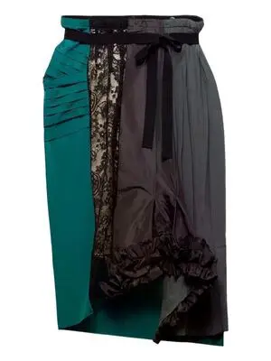 Prada Patchwork Midi Skirt - Green