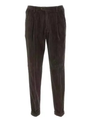 DEVORE INCIPIT Ribbed Turn-up Trousers - Brown