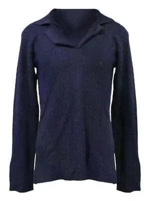 Giorgio Armani Notched-collar Knitted Sweater - Blue