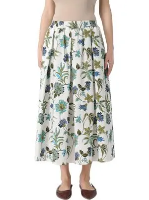 FAY Floral Print Midi Skirt