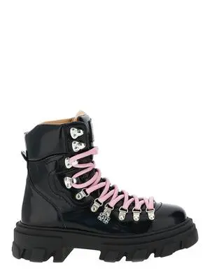 GANNI Lace-up Lug Sole Boots - Black