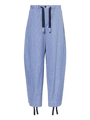 Sacai Pinstripe Drawstring Cotton Poplin Trousers - Blue Stripe