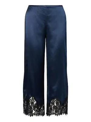 REFORMATION Carolina Lace-trim Silk Trousers - Midnight Black