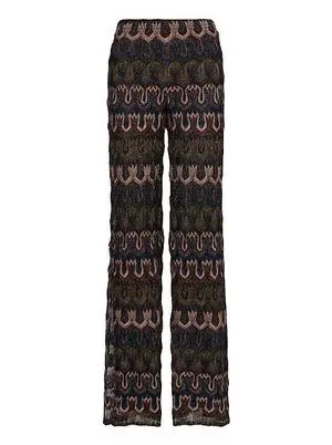 Missoni Geometric-print Lamé Metallic-knit Trousers - Dark Brown