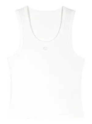 Maje Logo-embroidered Ribbed Tank Top - White