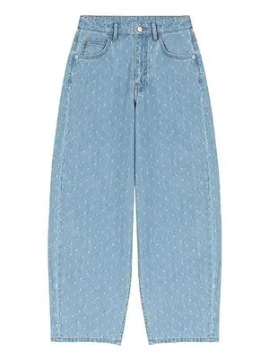 Maje Textured Balloon Denim Jeans - Blue Sky