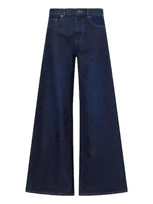 ME+EM Wide-leg Contrast-stitch Denim Jeans - Rinse Wash
