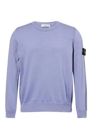 Stone Island Badge Crewneck Cotton-knit Jumper - Dark Blue