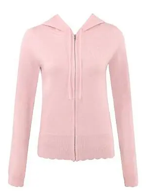 House Of Cb Wool And Cashmere-blend Zip-up Hoodie - Pink Dogwood