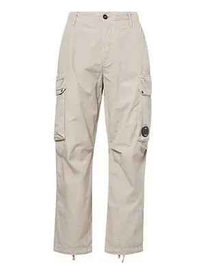 C.P. COMPANY Cotton Trousers With Drawstring Cuffs - Dove