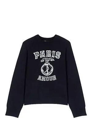 Maje Paris Amour Embroidered Jumper - Navy