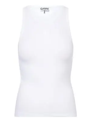 GANNI Logo-embroidered Tank Top - Bright White