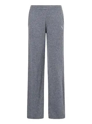 SPORTY & RICH Emblem-embroidered Cashmere Trousers - Cool Gray