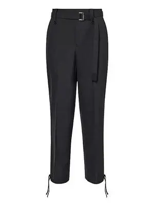 Sacai Belted Wool-blend Trousers - Black