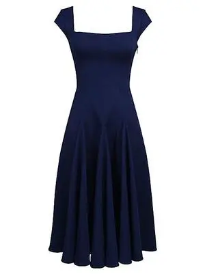 House OF CB Raisa Lace-Back Twill Midi Dress - Navy
