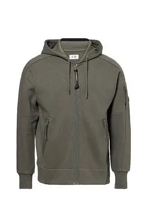 C.P. COMPANY Diagonal Raised Zip-up Cotton-jersey Hoodie - Gunmetal