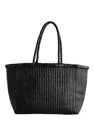 Dragon Diffusion Woven Leather Tote - Black