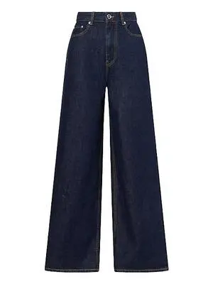 GANNI Wide-leg Contrast-stitch Denim Jeans - Rinse