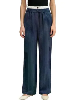 Sisley Pinstripe Wide Leg Trousers - Blue
