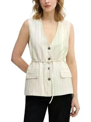 Sisley Striped Buttoned Gilet - Neutrals