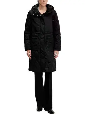 Sisley Hooded Quilted Coat - Black