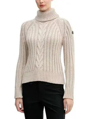 NEWLAND Cable Knit Roll-neck Sweater - Neutrals