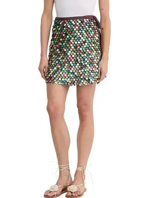 NEVER FULLY DRESSED Sequin-embellished Mini Skirt - Brown