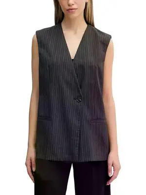 Sisley Pinstripe V-neck Gilet - Grey