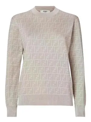 Fendi Jacquard-motif Sweater - Neutrals