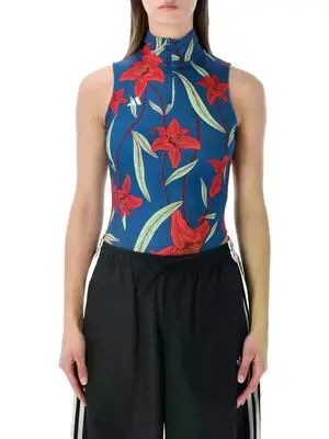 Adidas Floral Zip Bodysuit - Blue