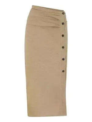 Attico Ruched Skirt With Button Detailing - Neutrals