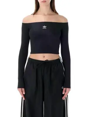 Adidas Off-shoulder Long-sleeve T-shirt - Black