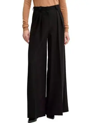 SIMONA CORSELLINI Pleated Wide-leg Trousers - Black