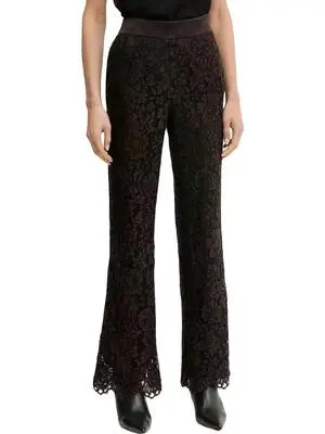 Luisa Spagnoli Otago Floral-lace Flared Trousers - Brown