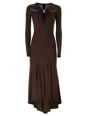 Elisabetta Franchi Cut-out Long-sleeved Dress - Brown