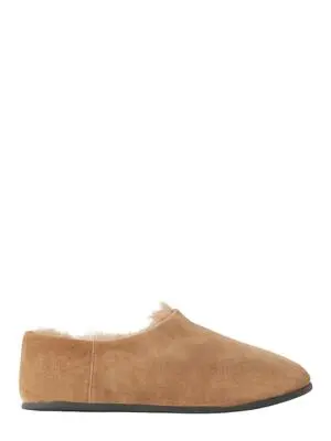CHRISTEN Shearling-lined Suede Slippers - Neutrals