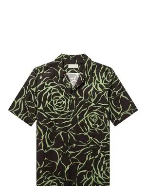 Dries Van Noten Camp-collar Printed Twill Shirt - Green