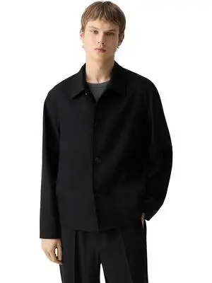 Theory Boxy Jacket In Twill Blend - Black