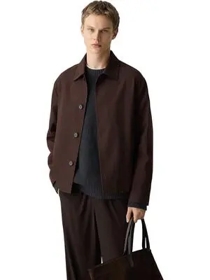 Theory Boxy Jacket In Twill Blend - Espresso Bean