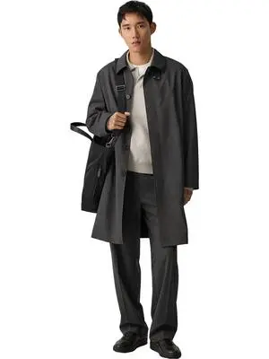 Theory Balmacaan Coat In Motion Wool - Charcoal Melange