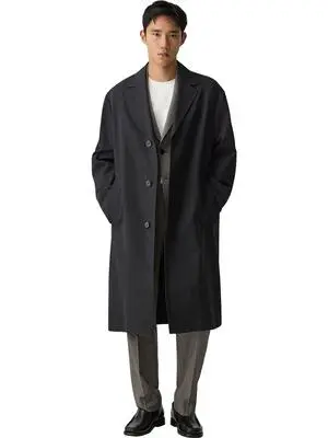 Theory Twill Blend Three-button Coat - Charcoal Melange