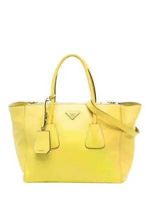 Prada Vitello Daino Double Zip Convertible Tote Satchel 2000-2025 - Yellow