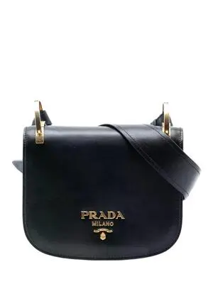 Prada City Calf Pionniere Saddle Crossbody Bag - Black