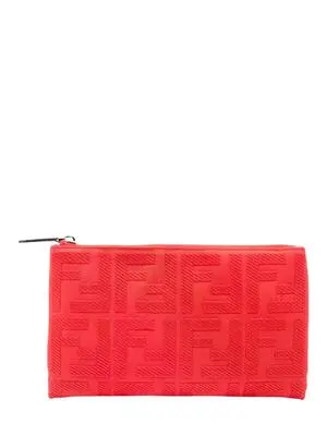 Fendi Zucca Embroidered Canvas Zip Pouch - Red