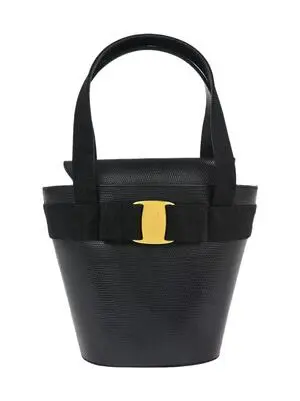 FERRAGAMO 1990-2000s Vara Bow Tote Bag - Black