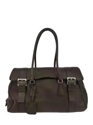 Prada 1990-2000s Buckled Leather Shoulder Bag - Brown